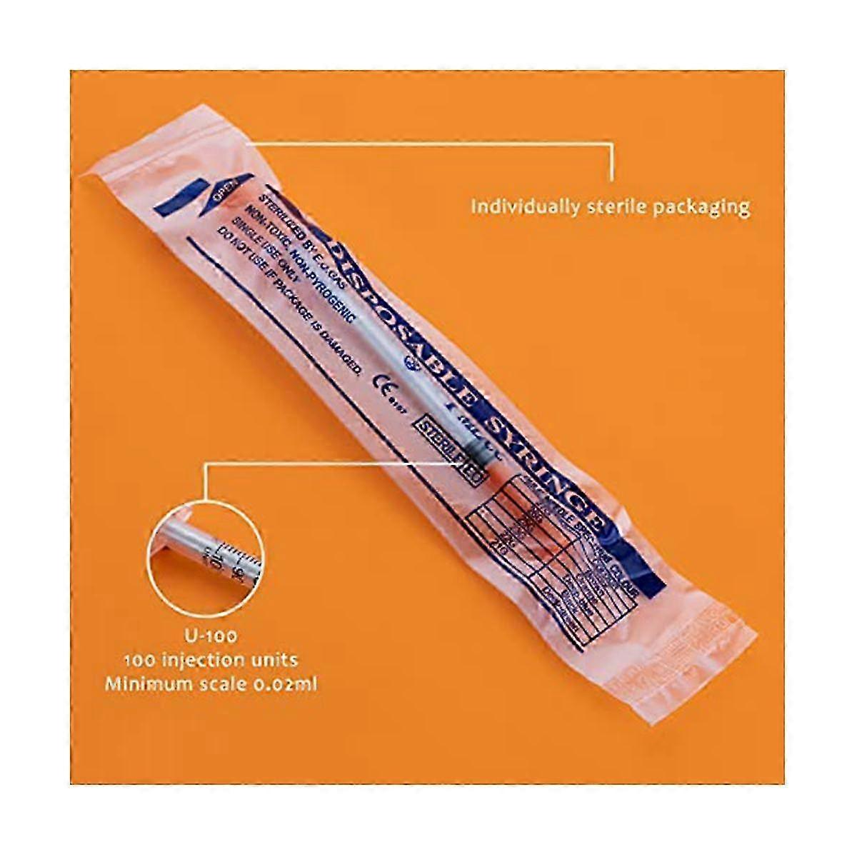 50Pcs/Pack 1ML Syringe with 30G (8Mm Long) Lab Supplies Individually ...