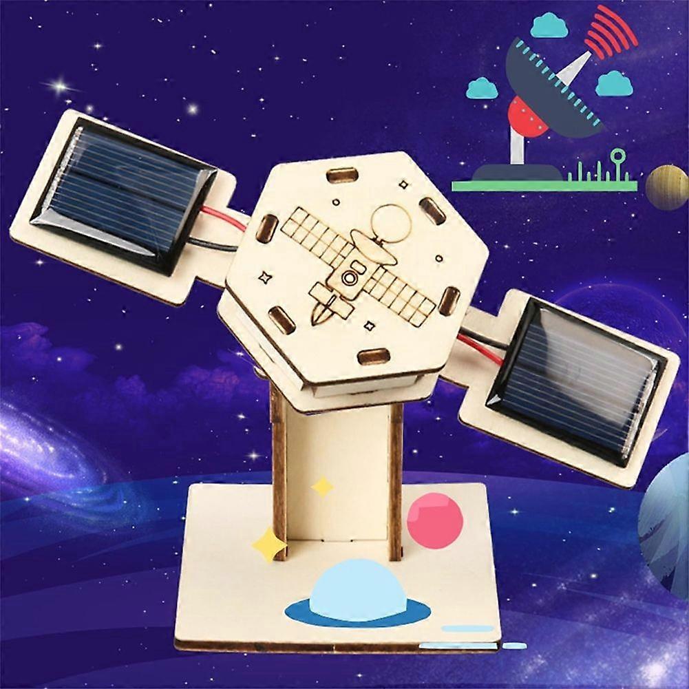 Wooden Solar Satellite DIY Kit STEM Space Science Exploration Toy for Kids, Educational Solar ...