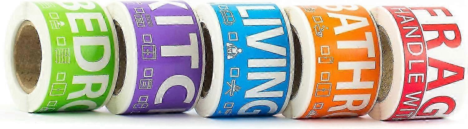 Moving House Labels - 250 Stickers, 5 Colors, 50 per Room for Efficient ...