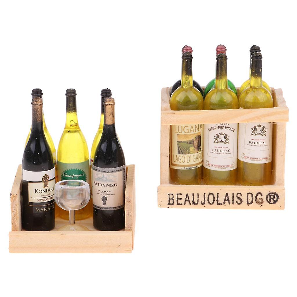 Miniature Wine Juice Bottles Cup Wood Rack 1:12 Dollhouse | Fruugo UK