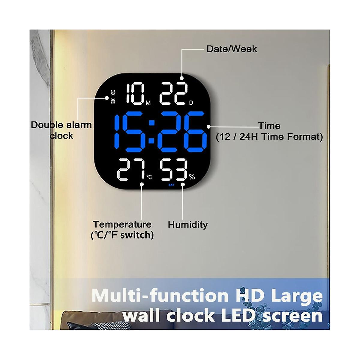13inch Wall Clock Brightness Adjustable Remote Control Led Digital ...
