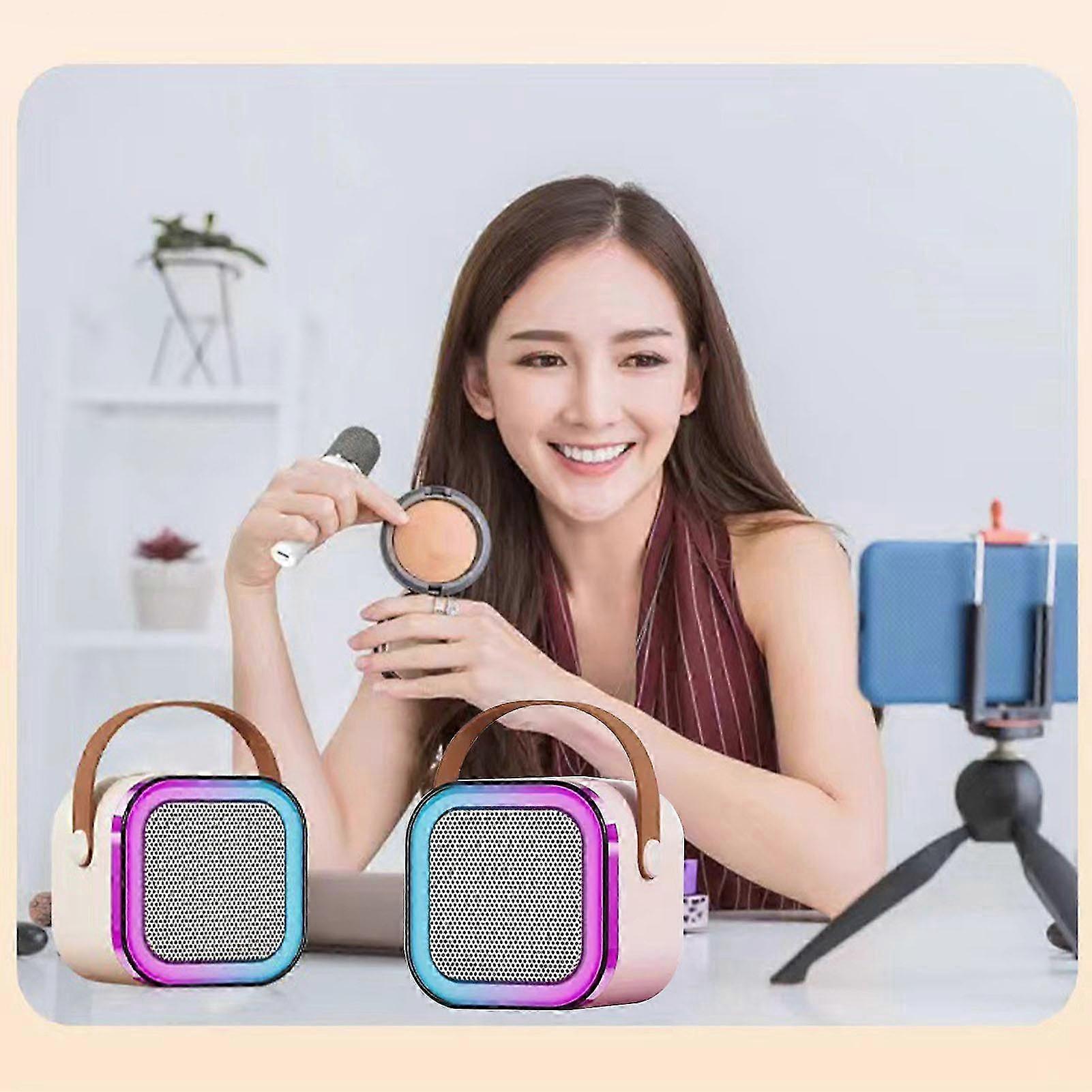 Mini Karaoke Machine Portable Speaker with Wireless Microphone and ...