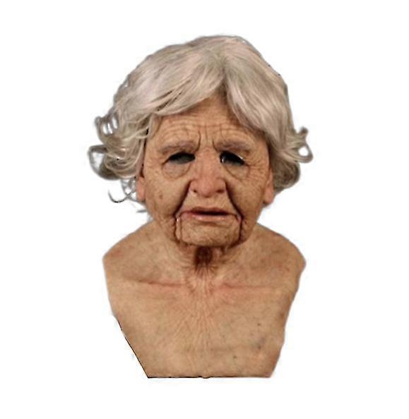 Old Lady mask Woman Scary Halloween Decor Face Mask Fancy Dress Costume ...