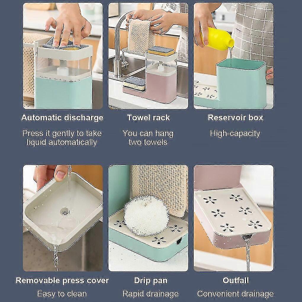 two in one sponge drain soap dispenser with sponge pump dispenser wipe ...