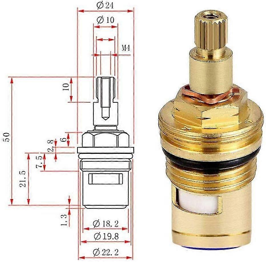 4 Pieces Brass Ceramic Disc Faucet, Replacement Ceramic Cartridge ...