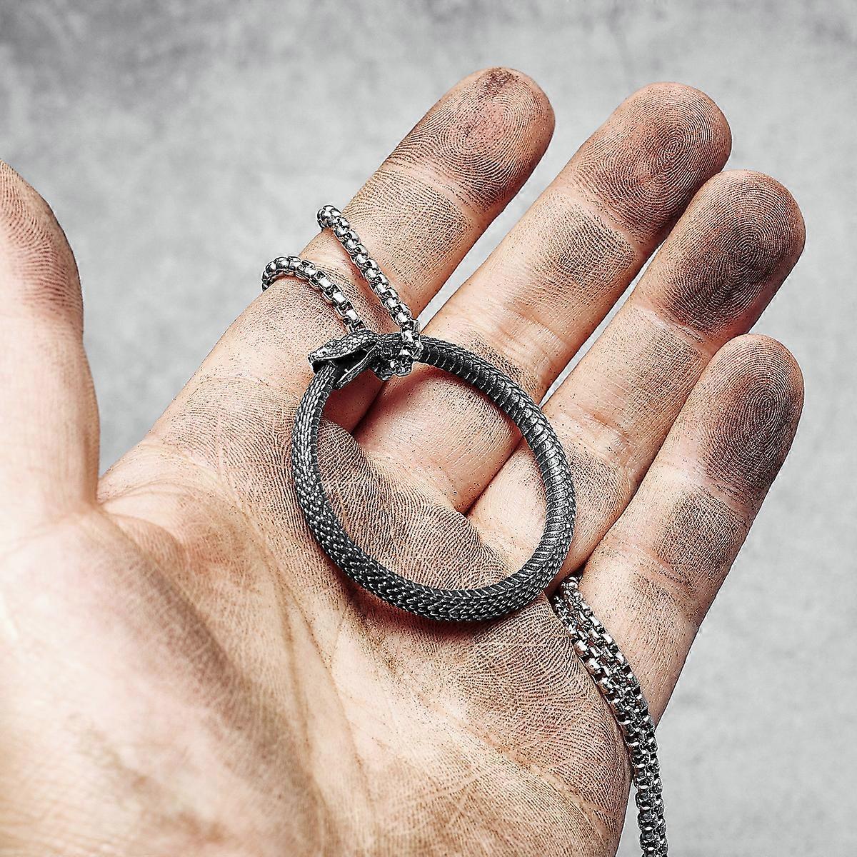 Ouroboros Snakes Pendant Men Simple Necklace 316L Stainless Steel ...