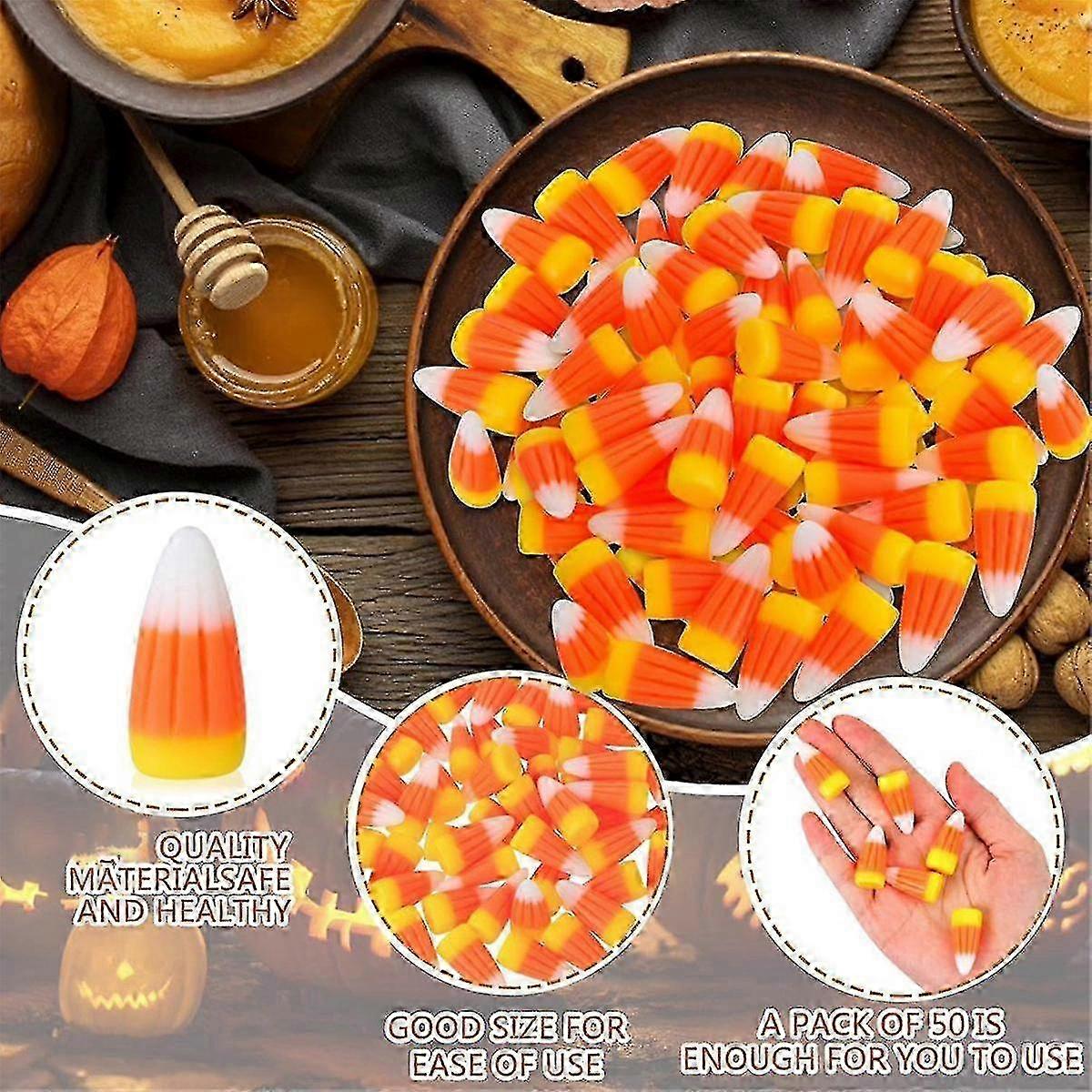 50pcs Halloween Resin Candy Corn Artificial 3d Candy Corn Bead Fall ...