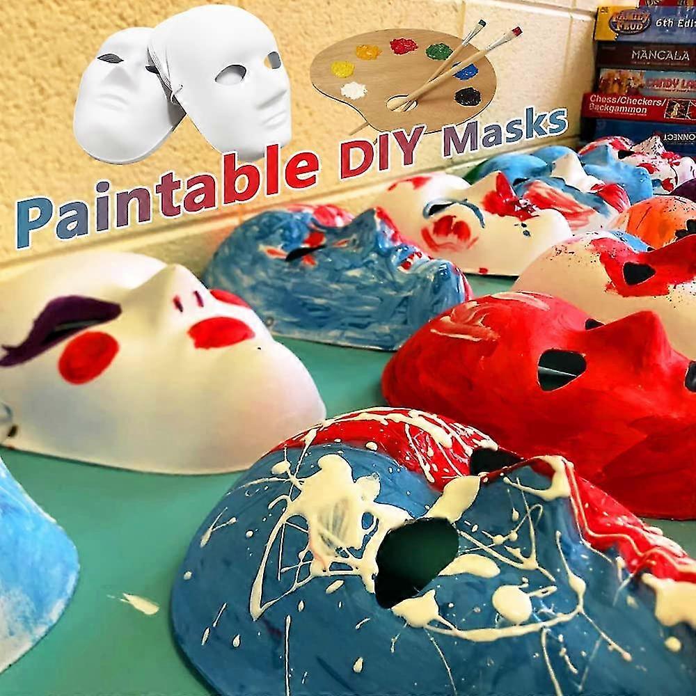 12 Pcs Diy Full Face Masks,white Paper Mache Masks,blank Paintable Mask ...
