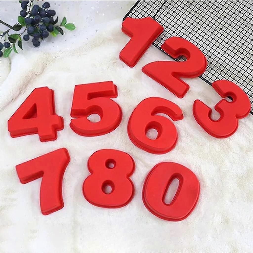 9 Pcs Number Cake Moulds, Silicone Number Cake Baking Pan For Party ...