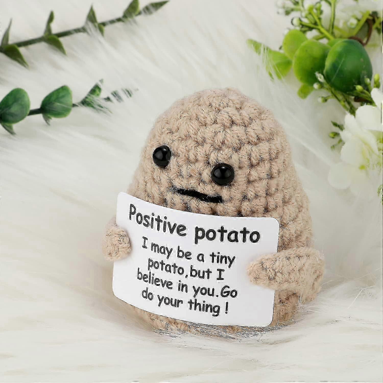 Mini Funny Positive Potato, 3 Inch Knitted Potato Toy With Positive ...