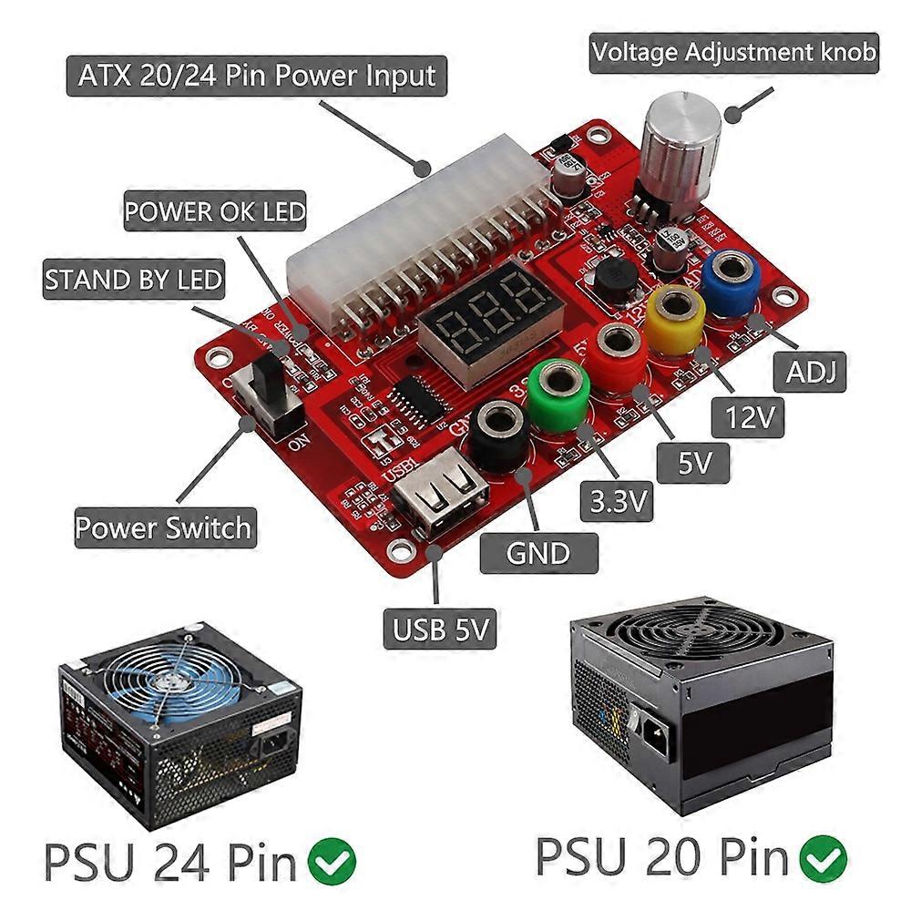ATX 24Pin Power Breakout Board with ADJ Adjustable Voltage Knob and ...
