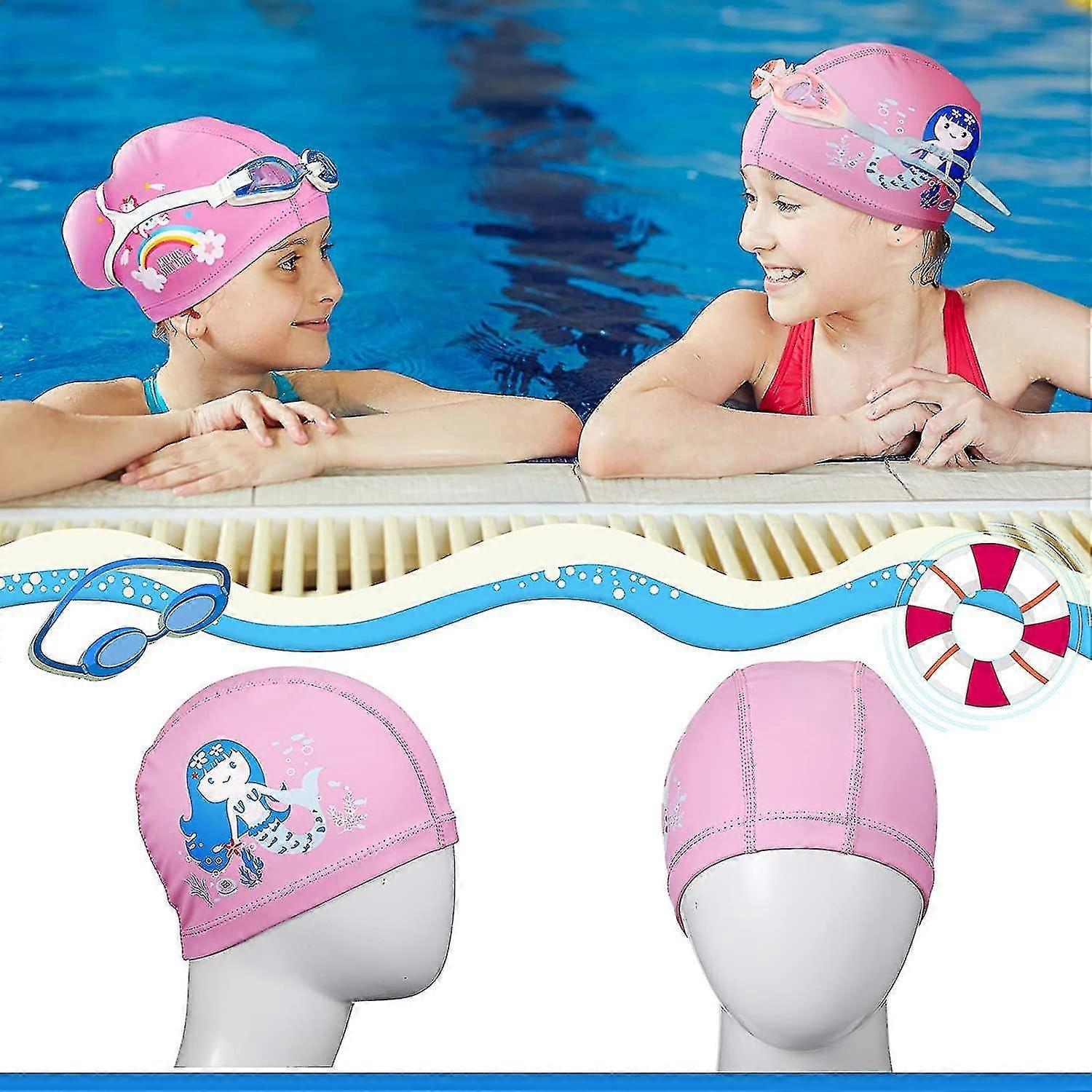 2 Pieces Kids Swim Caps For Kids, Toddler, Children, Boys And Girls ...