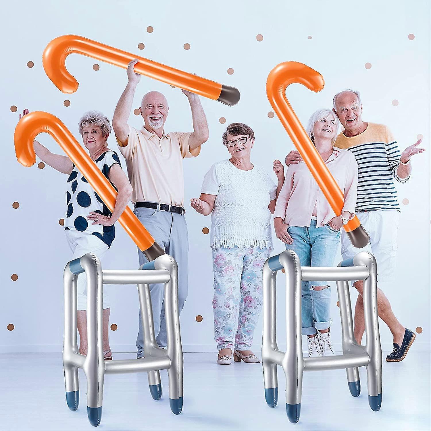 4 Pieces Inflatable Walker and Cane PVC Folding Inflated Walker Blow Up ...