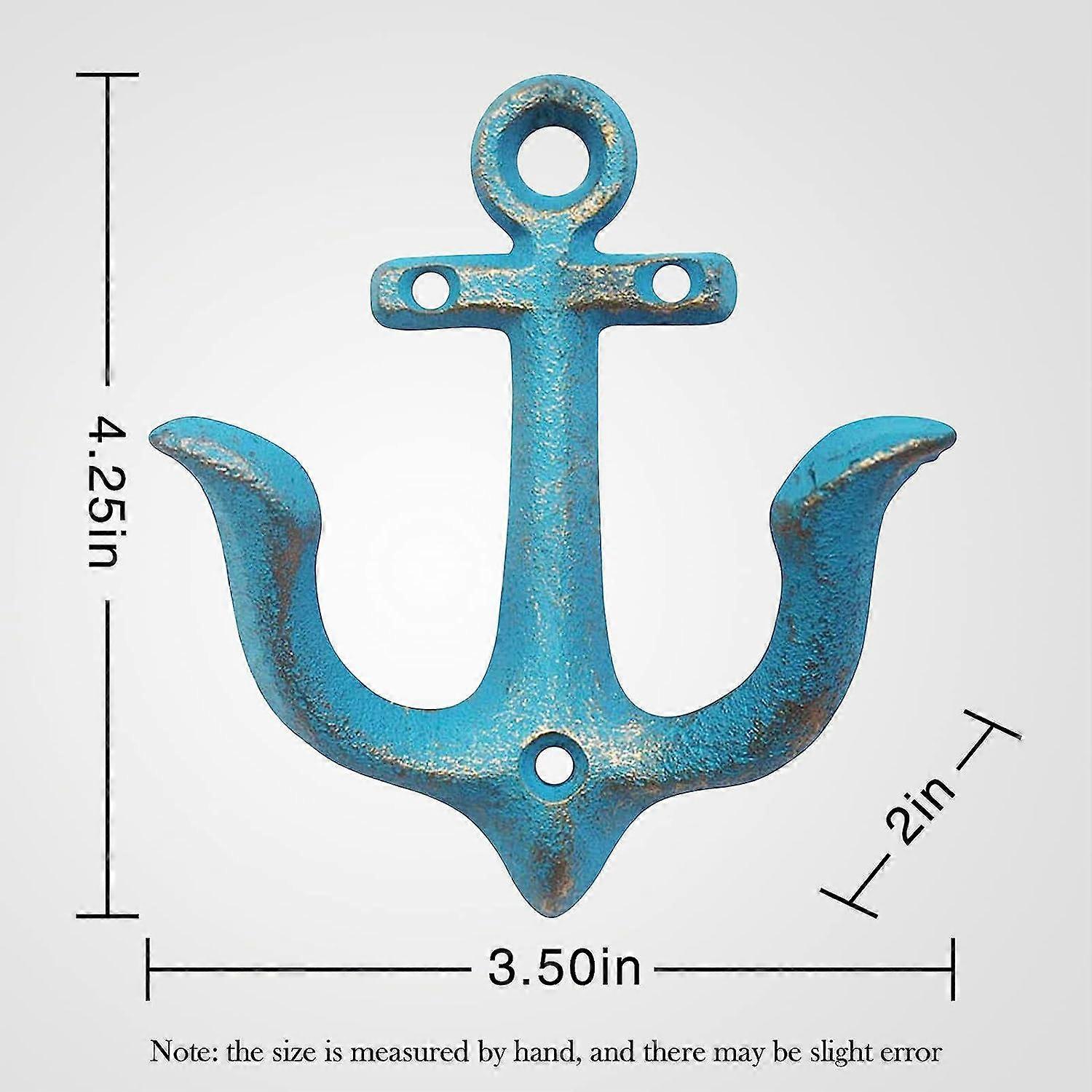 Vintage Rustic Cast Iron Wall Hooks with Nautical Anchor Design, Shabby ...