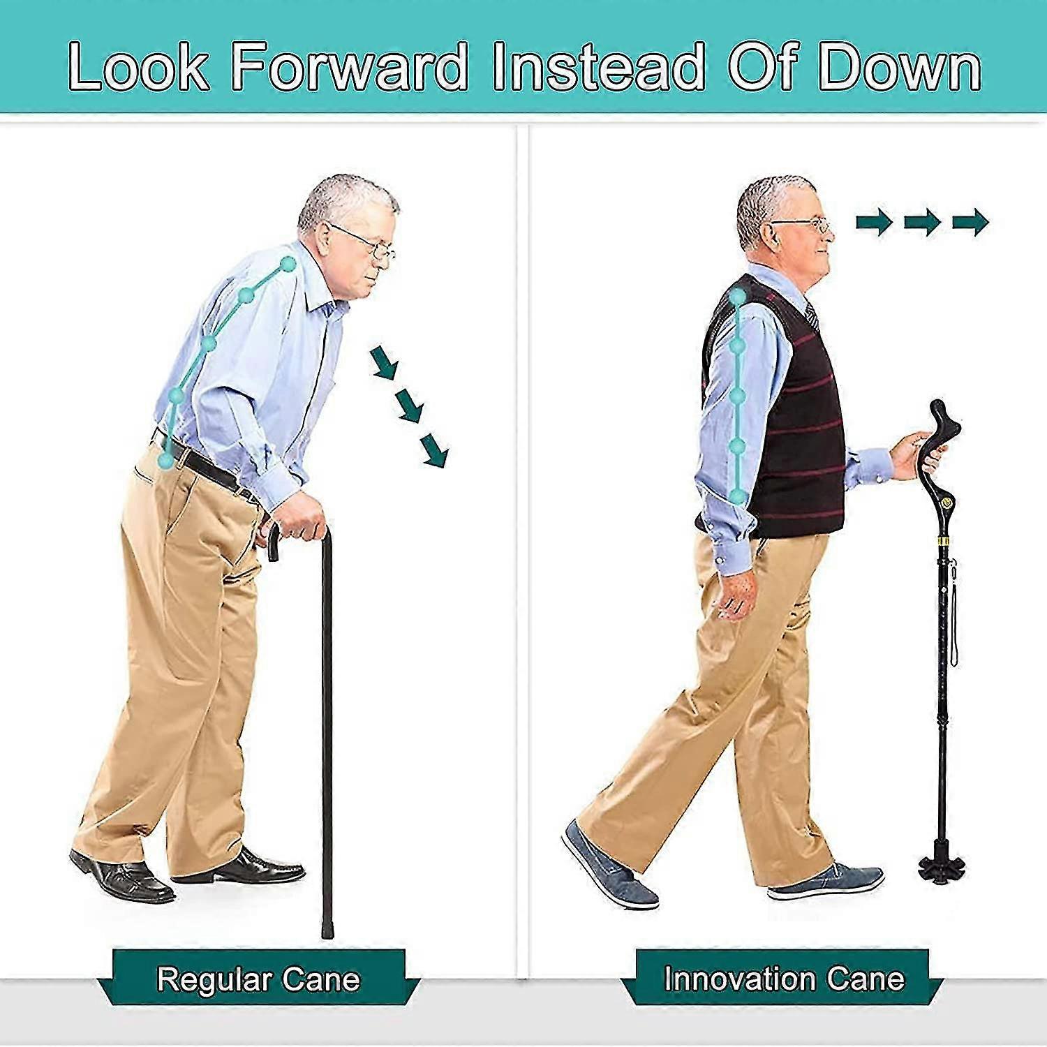 Adjustable Crutches With Comfy Handle, Regular Height, Elderly Folding ...