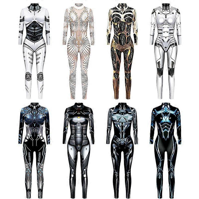 Adults Women Funny Armor 3D Print Jumpsuit Halloween Cosplay Carnival ...