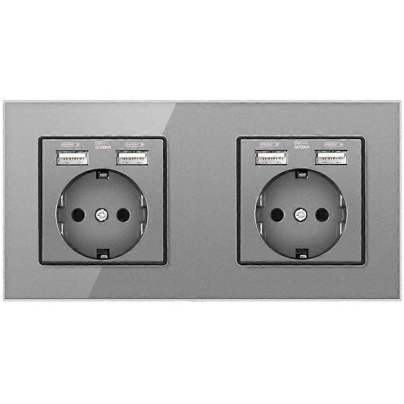 EU Electrical Outlet Socket 110V~250V with 4 USB Charger 5V/2.1A Two ...