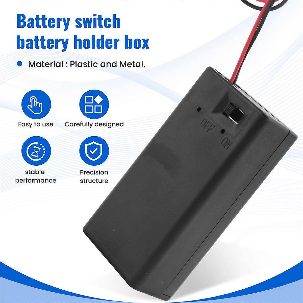 Black Plastic Storage Pair SBH-9V Batteries Switch Battery Holder Case ...