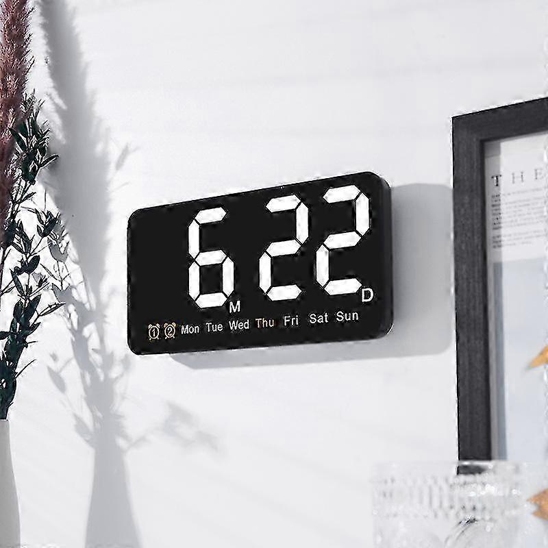 Large Screen Voice-Controlled Digital Wall Clock - Snooze, Temperature ...