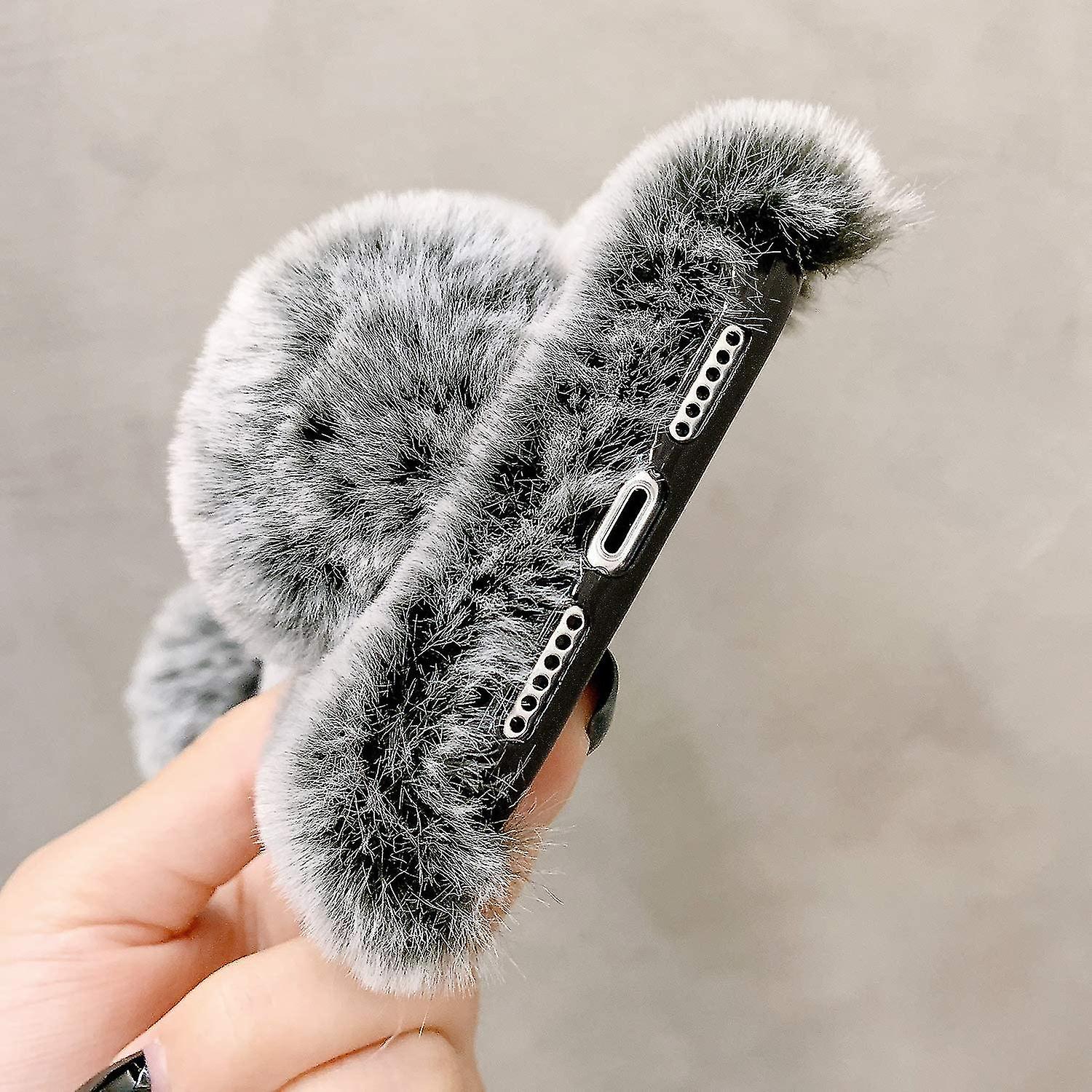 Plush Furry Case For Iphone 12 Pro Max, Fuzzy Fluffy Ball Rabbit Fur ...