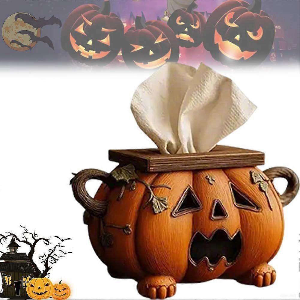 Halloween Pumpkin Tissue Box Holder, Spooky Tissue Box Cover Decor with Eyes, Pumpkin Toilet ...