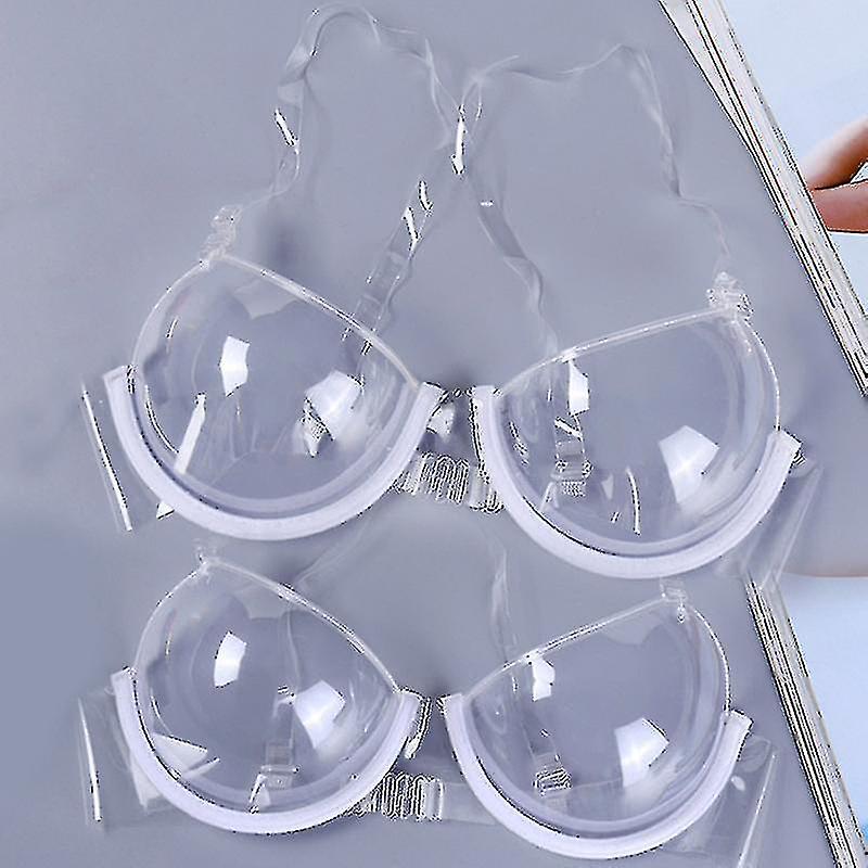 Sexy Women 3/4 Cup Transparent Clear Push Up Bra Ultra-thin Strap ...