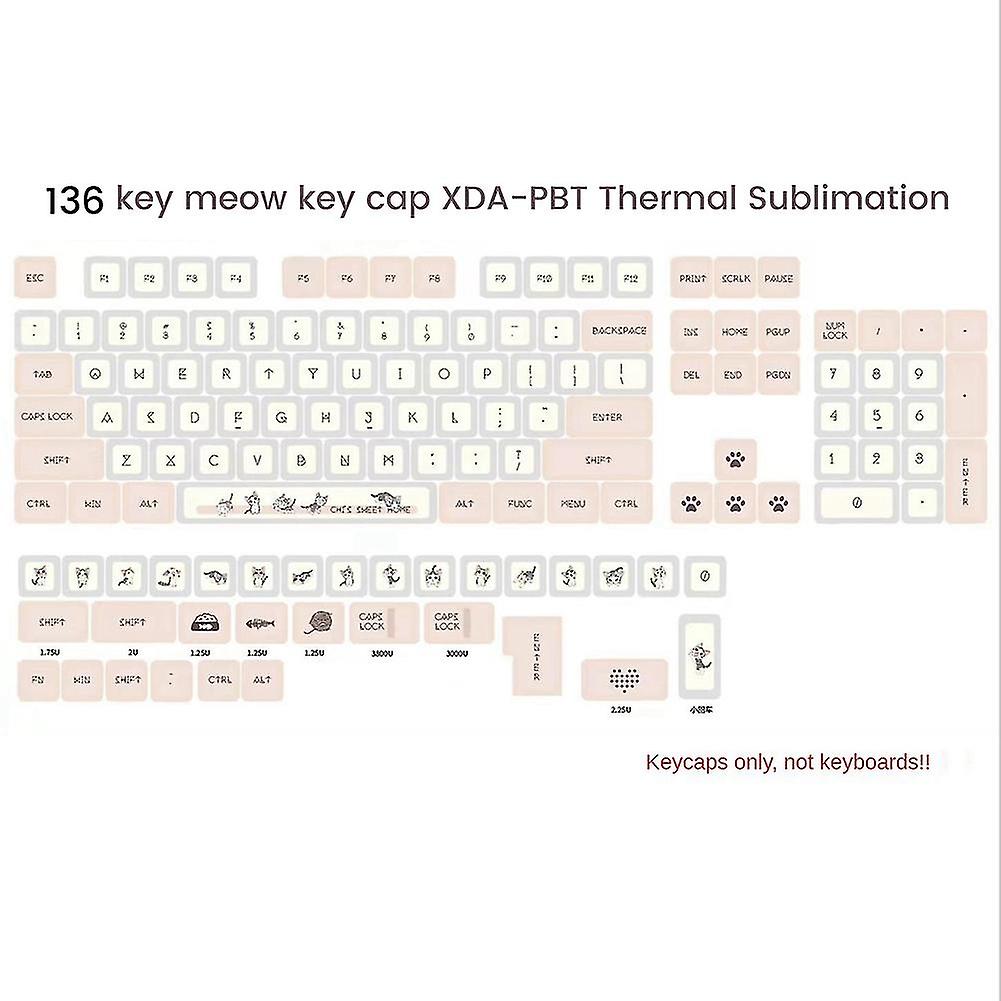 136 Keys Xda Profile Keycaps Pbt Dye-sub Cute Theme Pink Keycap For ...