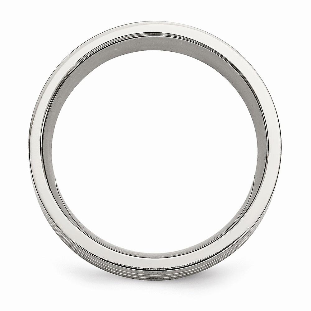 Titanium 925 Sterling Silver Brushed Flat Band Inlay 8mm Satin-Band ...