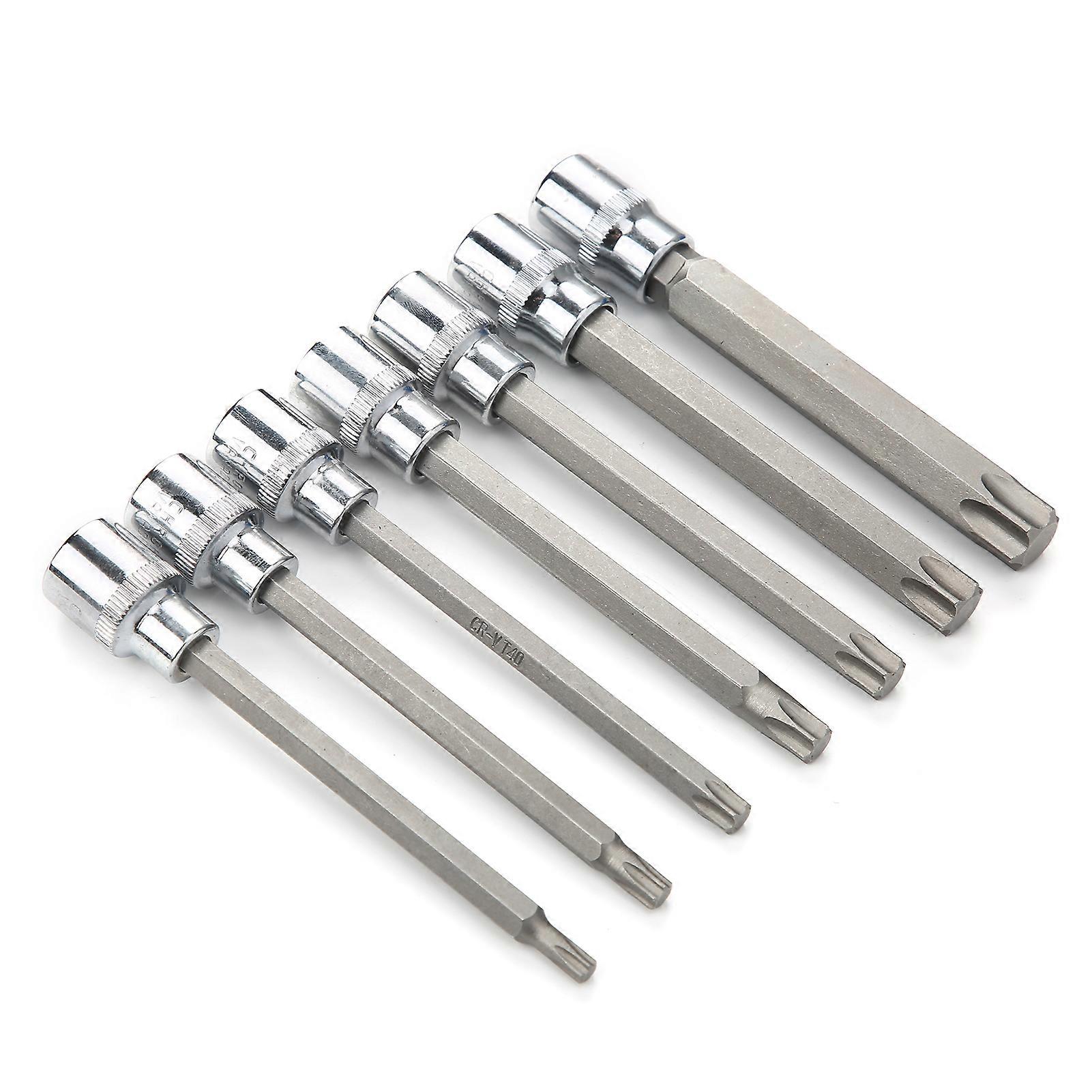 7pcs/set Extra Long Star Hex Bit Socket Kit T25-60 3/8in Square Drive ...