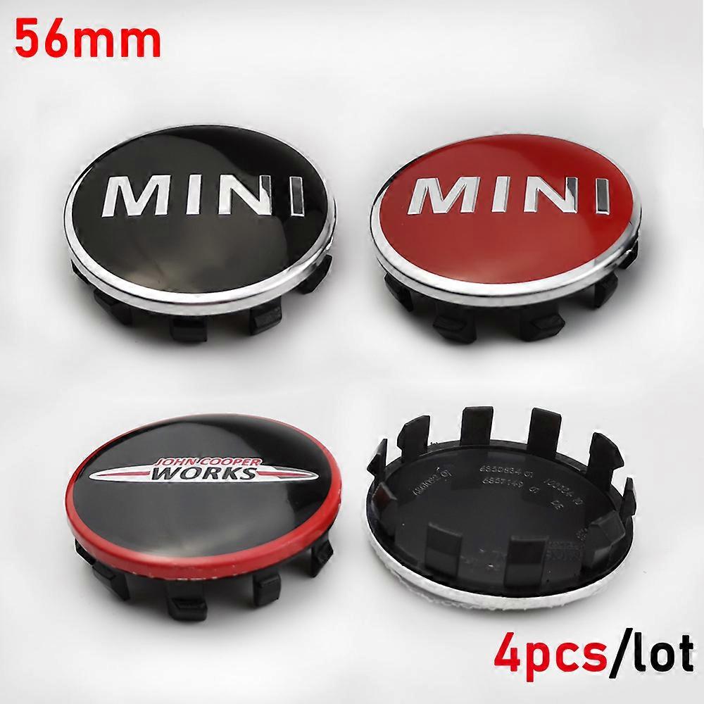 4pcs 56mm Black Red Auto Wheel Center Cap Logo Hub Covers Badge Emblem ...