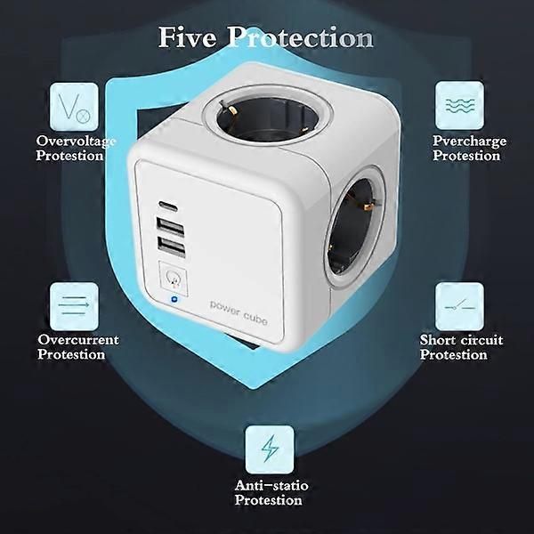 Multiprise USB, Multiprise Murale Cube 4 Prizes avec 2 USB Secteur, 7 en 1 Bloc Multiprises USB ...