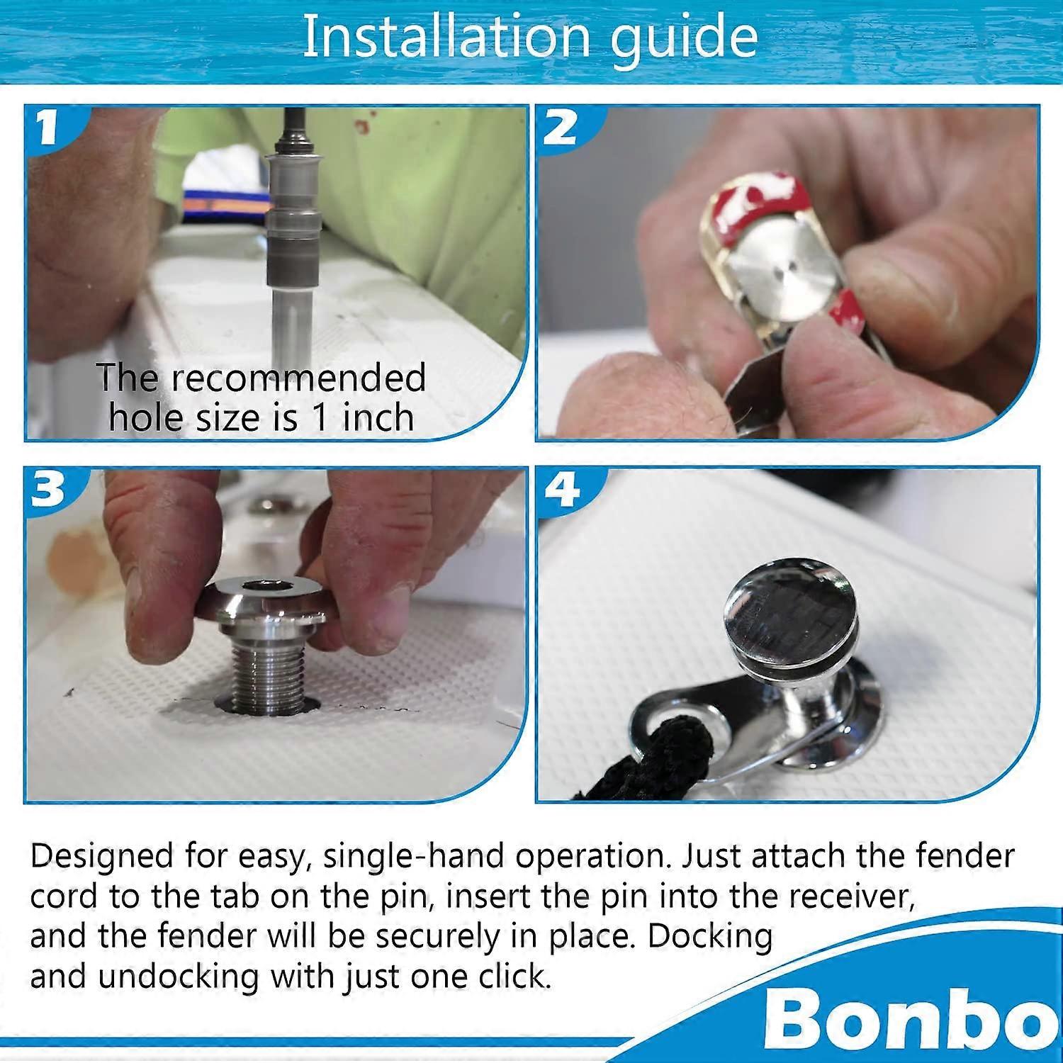 MingXing 1/2 Quick Release Boat Fender Receiver Marine Stainless Steel ...