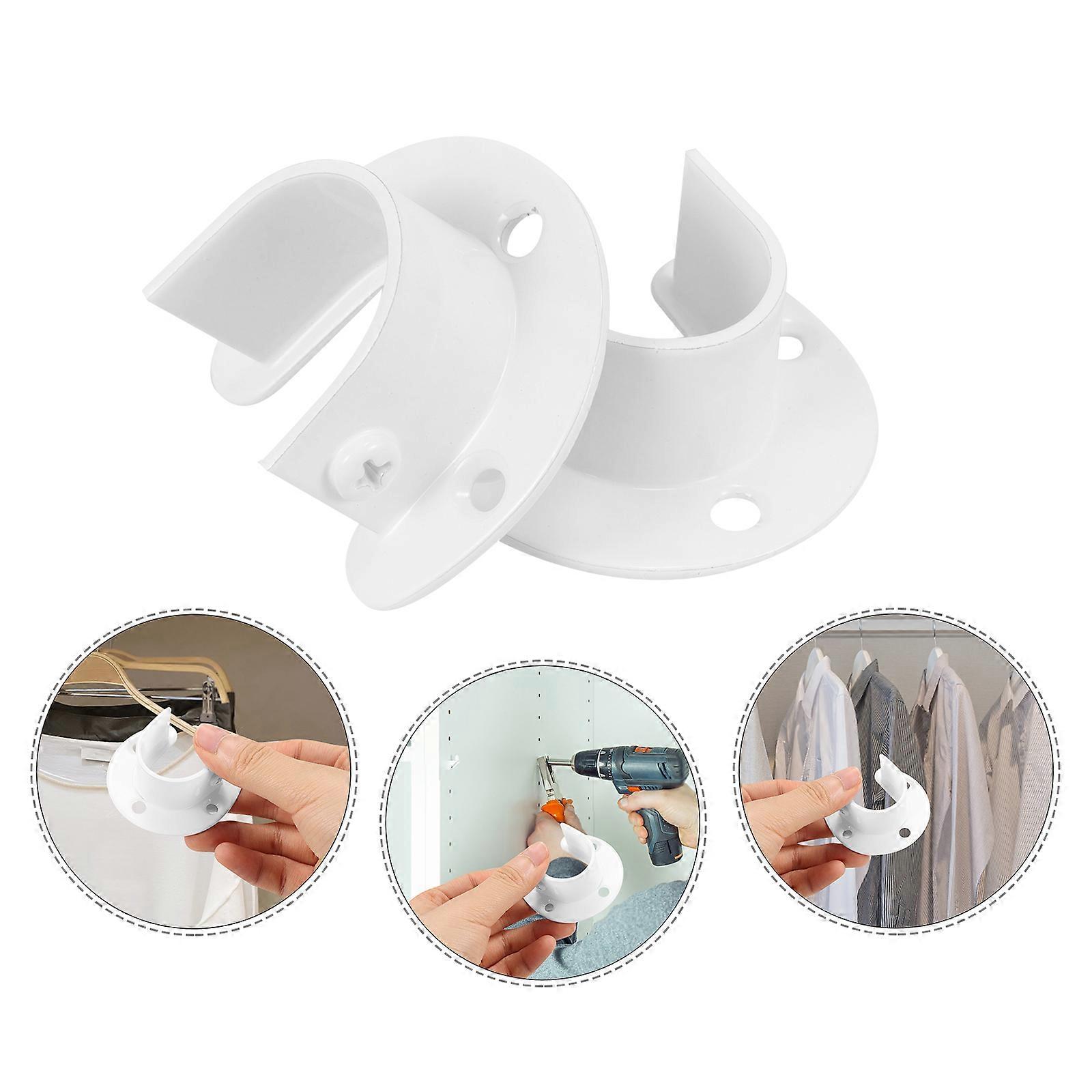 4pcs Closet Pole Socket Wardrobe Rod Bracket Curtain Rod Support ...