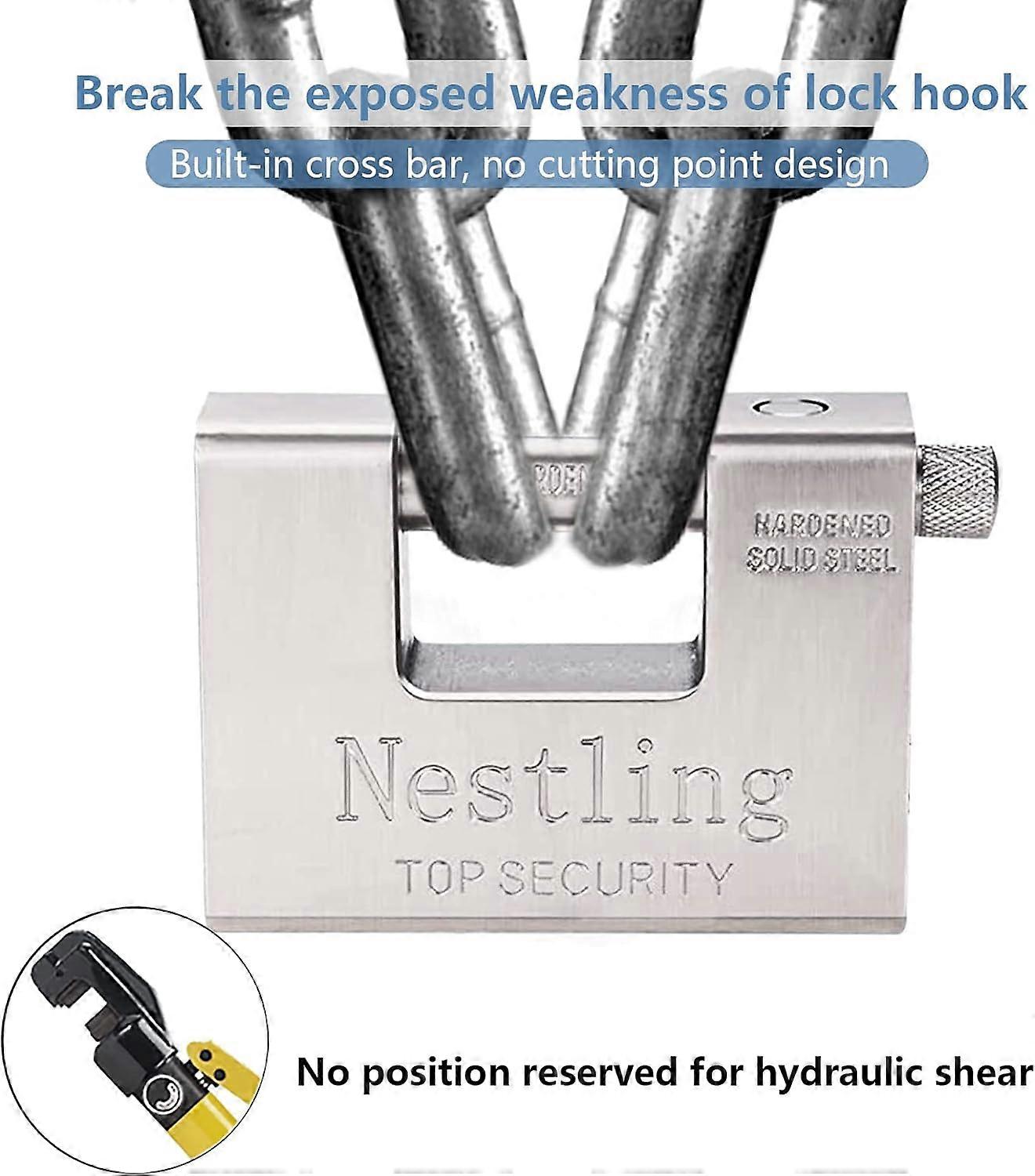 94mm Padlock with Key, High Security 5 Keys Heavy Duty 1.1 KG D-Shaped ...