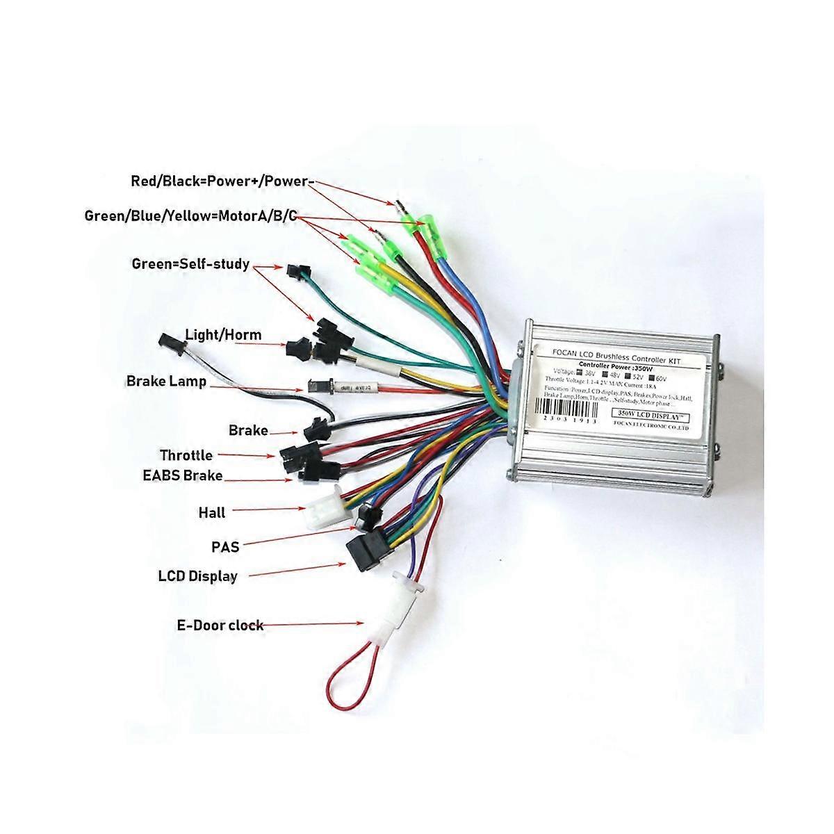 36V 48V 52V 60V 350W 18A Brushless DC Motor Controller Ebike Controller ...