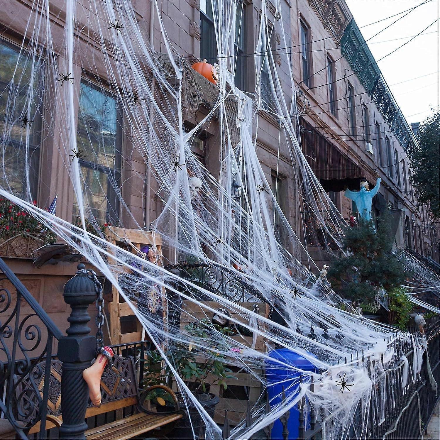 1200sqft Spider Web Halloween Decorations Outdoor, Stretchy Spider ...