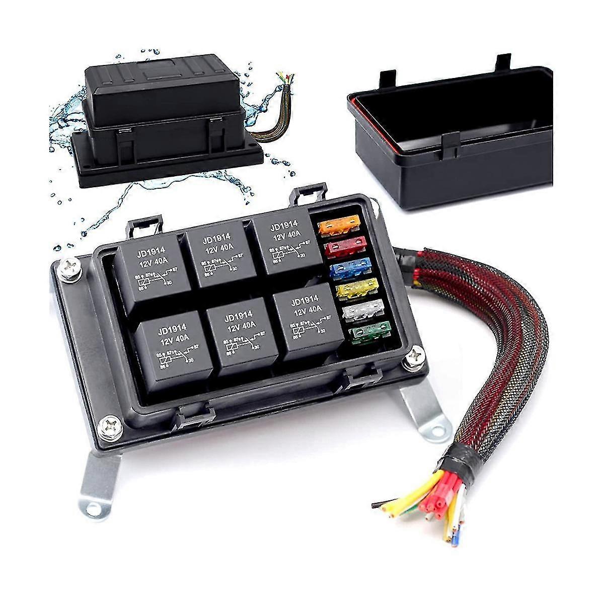 12v 40a Relay Box 6 Way Atc/ Fuse Relay Box 24v Fuse Block With Relay ...