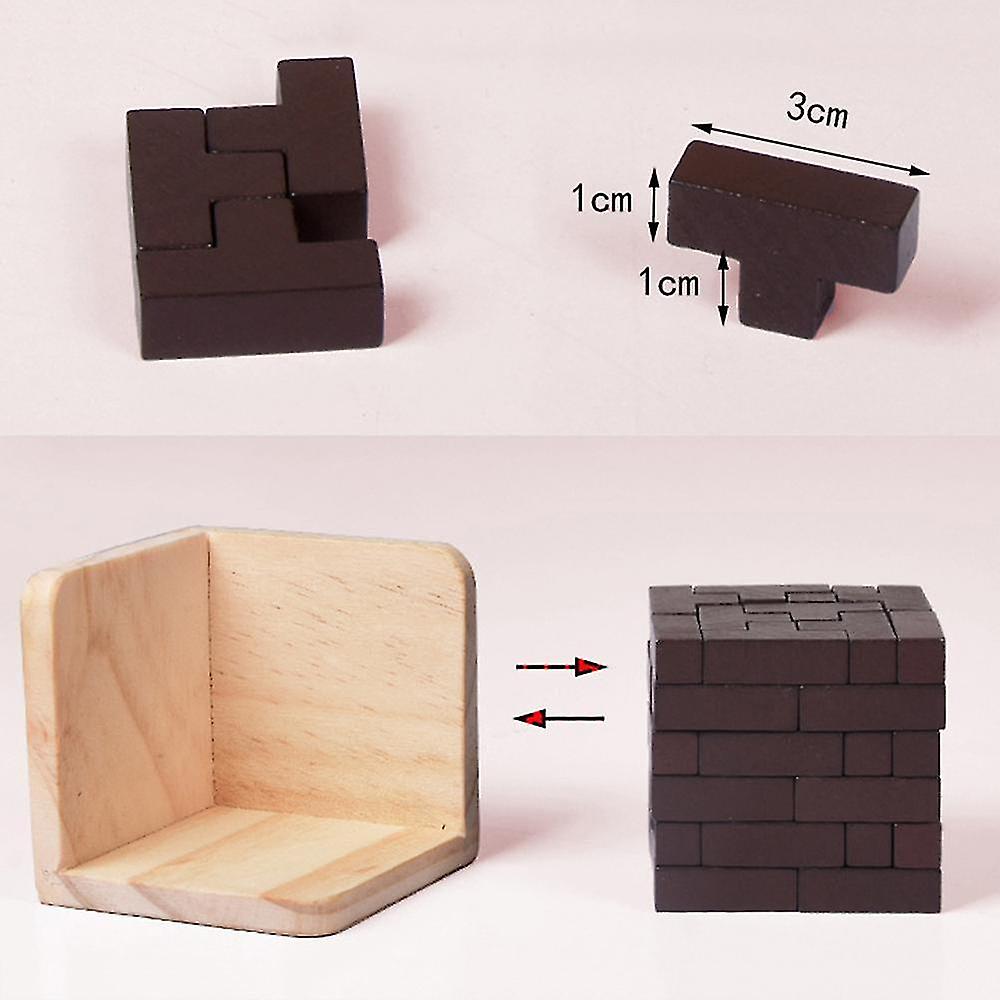 T Shape 3d Wooden Puzzles Building Brain Teaser Luban Interlocking Toy ...