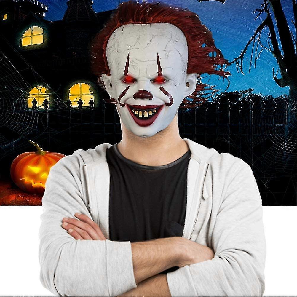 Halloween Pennywise Latex Horror LED Maske for Cosplay Clown Fasching ...