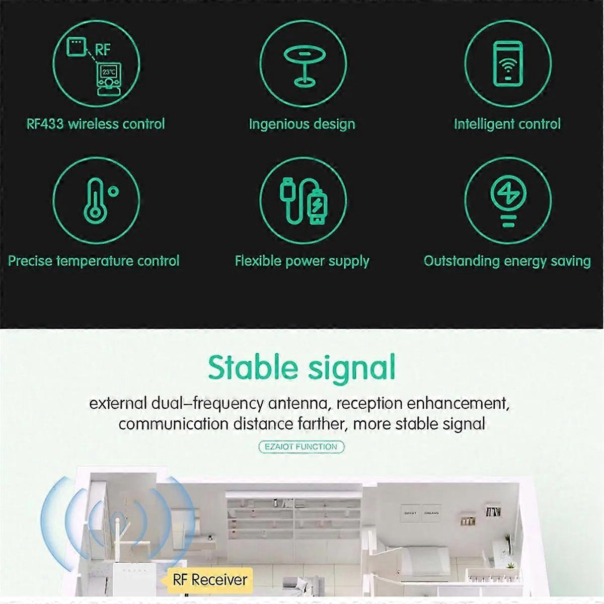 Smart RF433 Wireless Thermostat WiFi Programmable Temperature Controller for Room Gas Boiler and ...
