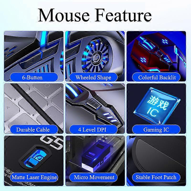 Mute Gaming Mouse RGB Ergonomic Wired PC Laptop Mause LED Backlit 3200dpi Mechanical Mause ...