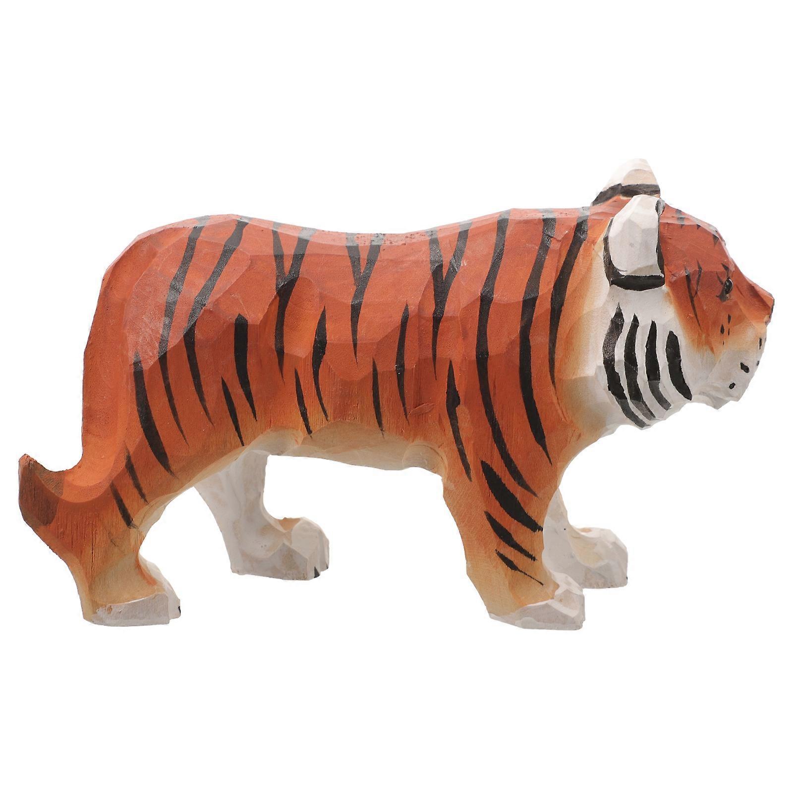 Carved Tiger Desktop Decor Natural Wooden Tiger Wooden Tiger Craft ...