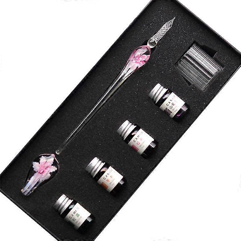 Glass Calligraphy Pen Crystal Glass Dip Ink Pen Set Noncarbon Ink ...