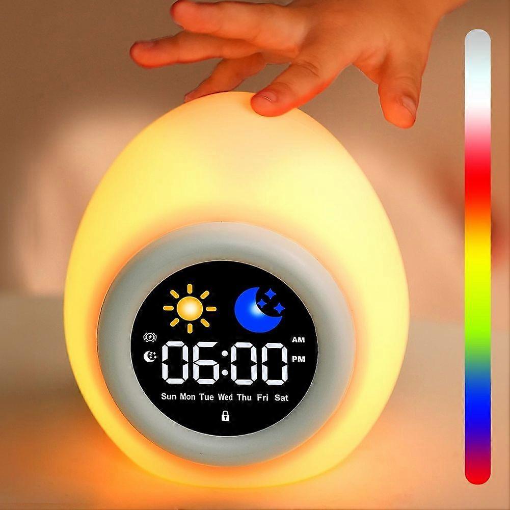 Alarm Clock for Kids Toddlers, Cute Touch Night Light with 6 White ...