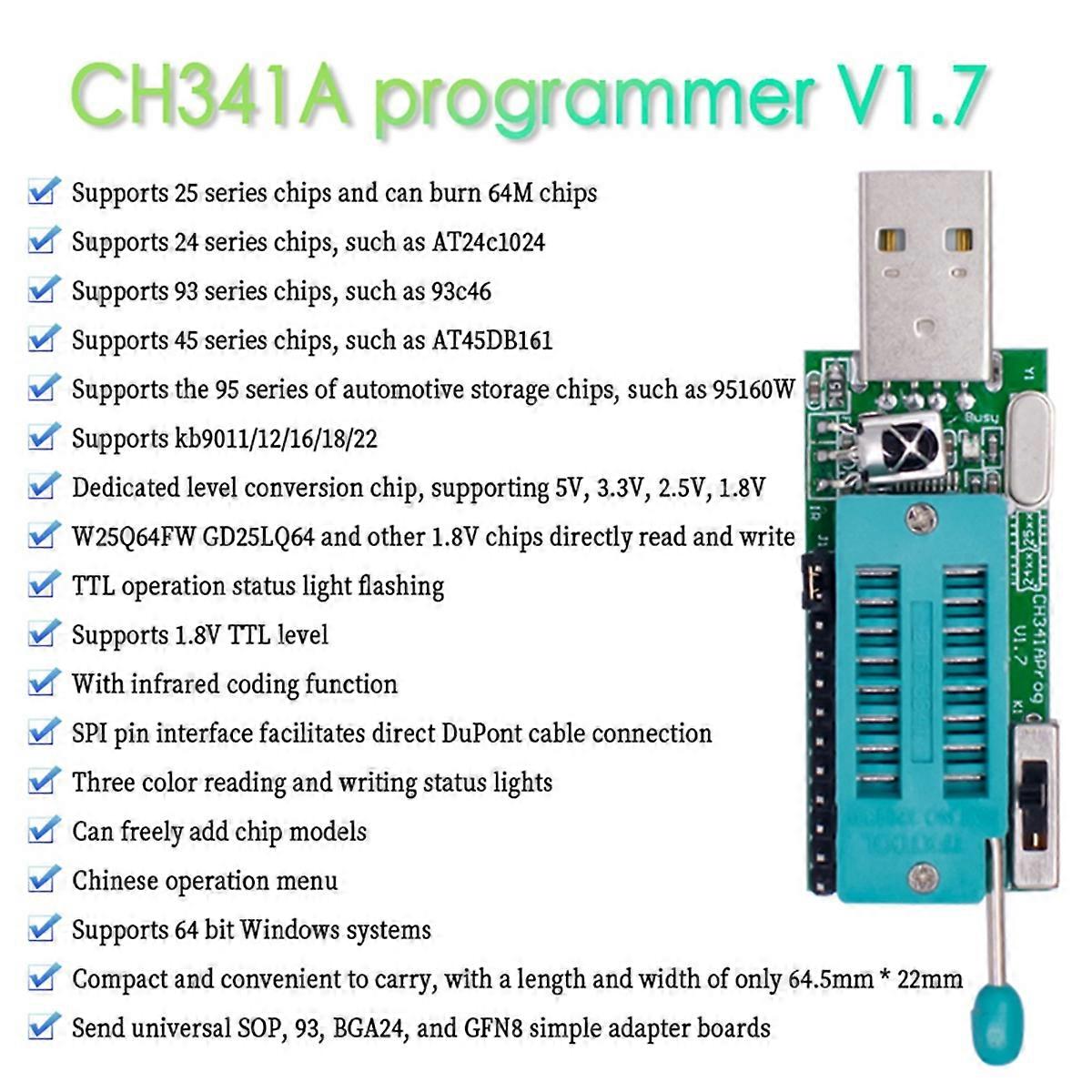 CH341A Programmer V1.7 1.8V Level Shift | Fruugo UK