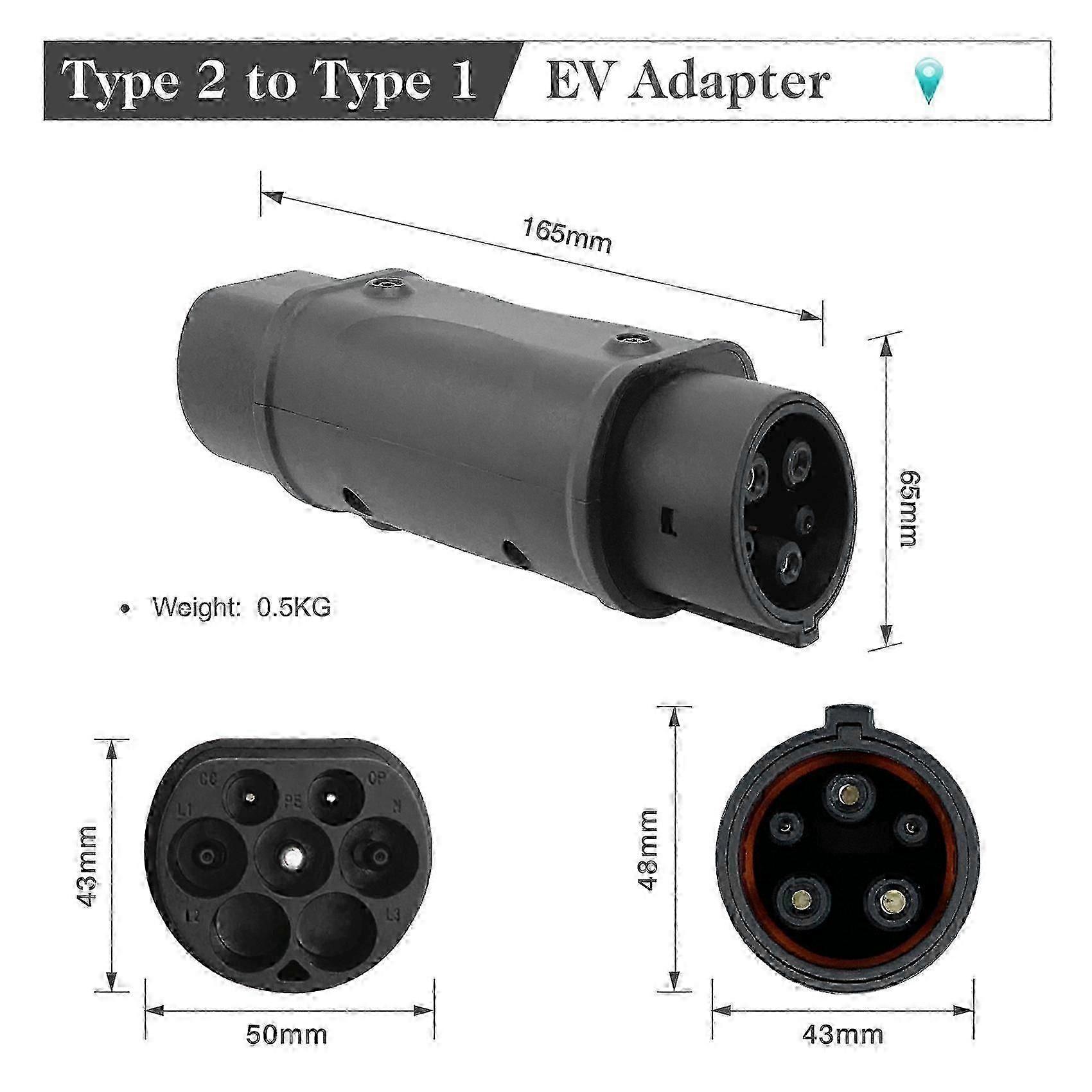 SAE Adaptor IEC 62196 2 to J1772 Type 1 Electric Cars Charging EV ...