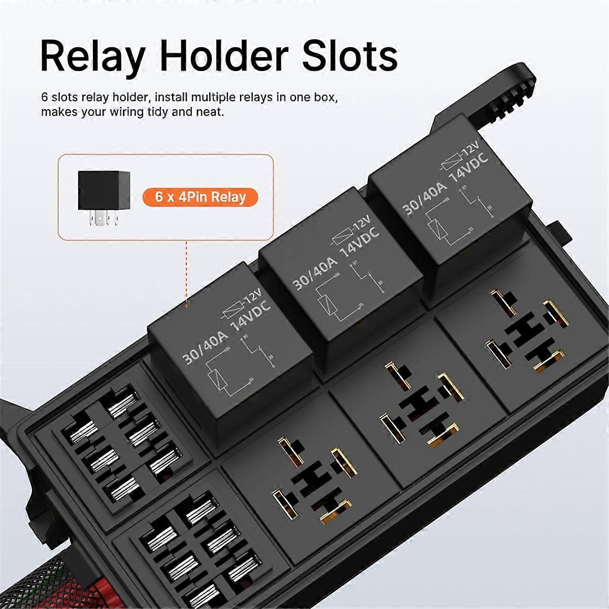 6-Way Automobile Modified Fuse Relay Box Automobile Modified Fuse Relay ...