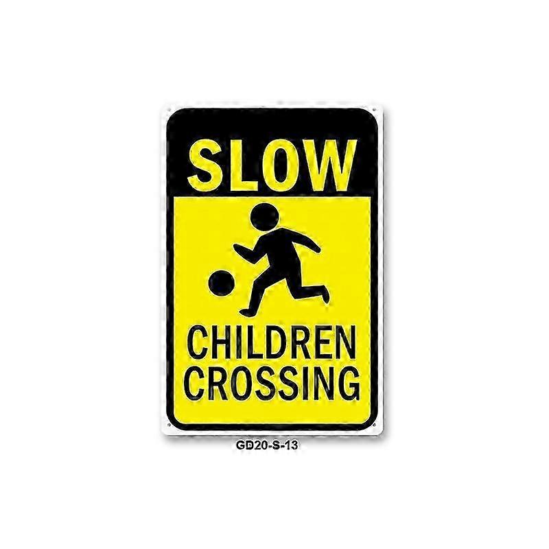 2pcs Slow Children Crossing Signs iron Road Signs Kids Safety Slow Down ...