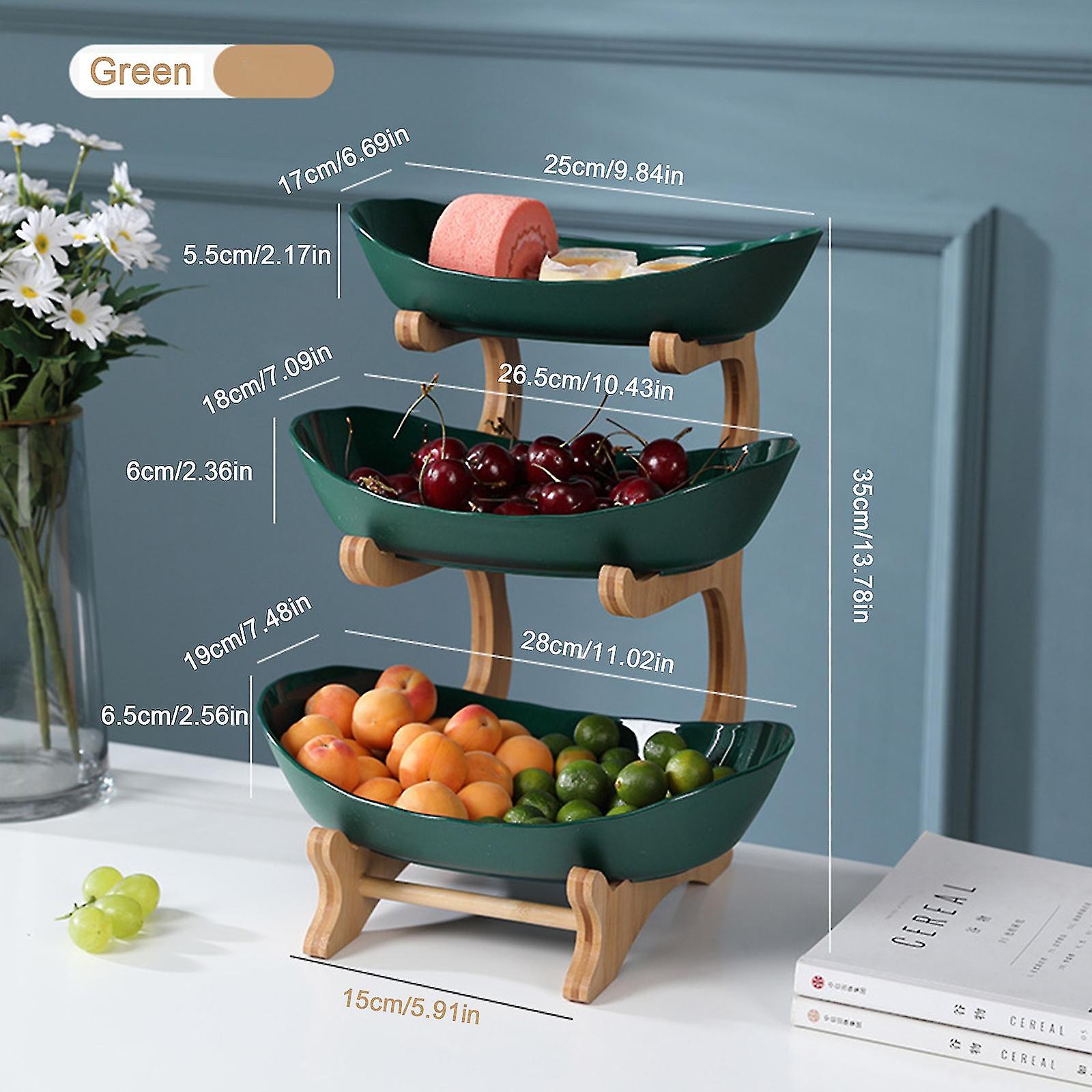 Ceramic Fruits Bowls Oval Serving Bowls Set With Natural Bamboo Rack ...