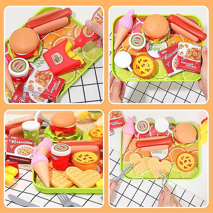 New Pretend Play Food Toys Set For Kids Kitchen Burgers Playset Fake ...